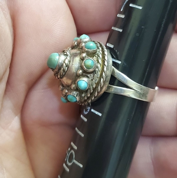 Stampd | Jewelry | Vintage Adjustable Poison Ringpill Box Turquoise ...